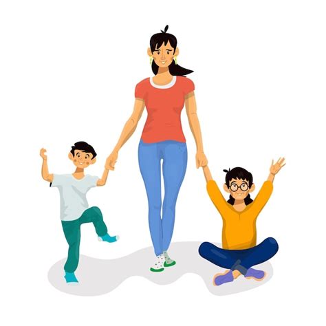Mãe Passa Tempo E Brinca Com Seus Filhos Pais Divertidos E Filhos