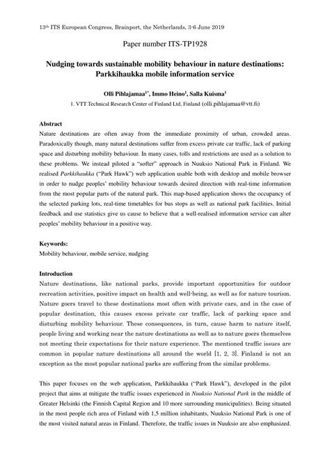 Pdf Nudging Towards Sustainable Mobility Behaviour In Nature