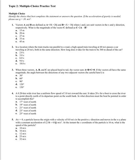 Solved Topic 2 Multiple Choice Practice Testmultiple