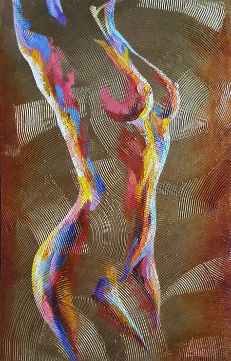 Emotion Abstract Painting Nude Woman Acrylic Canvas Original