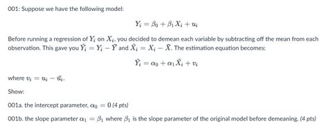 Solved 001 Suppose We Have The Following Model Chegg Com