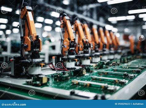 Advanced Printed Circuit Board With Components Electronics Assembly Line Royalty Free Stock