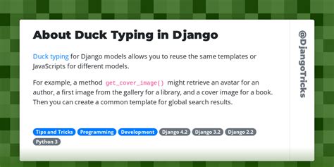 About Duck Typing In Django Djangotricks