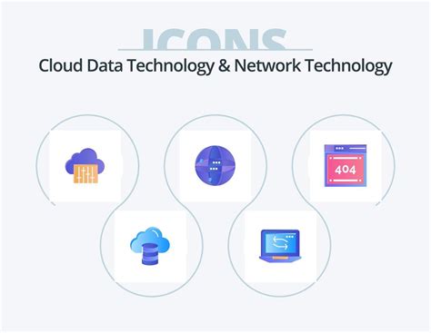Cloud Data Technology And Network Technology Flat Icon Pack Icon Design Computing Globe