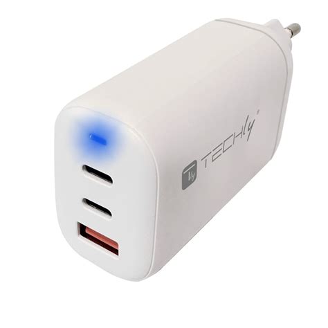 Caricatore Alimentatore 2 Porte Usb C™ E 1 Usb A Da Muro 65w Techly
