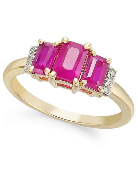 Macys Ruby 34 Ct Tw And Diamond 120 Ct Tw Three Stone Ring