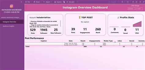 Power Bi Instagram Dashboard Template