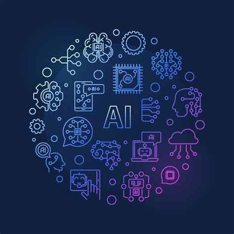 Ai Outline Round Colored Banner Artificial Intelligence Vector