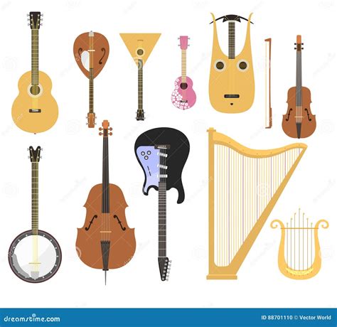 Set Of Stringed Musical Instruments Classical Orchestra Art Sound Tool