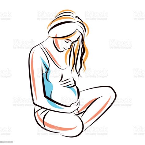 임신 한 여자 우아한 몸 실루엣 스케치 벡터 일러스트 레이 션입니다 사랑과 부드러운 느낌의 개념 어머니의 날입니다 임신에 대한 스톡 벡터 아트 및 기타 이미지 Istock