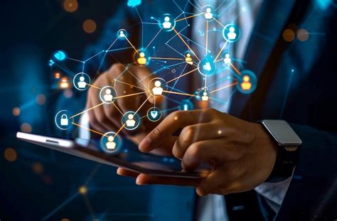 Premium Photo Businessman Using Tablet With Futuristic Digital Interface