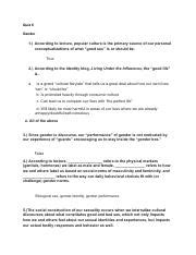 CSP Quiz CH Pdf Quiz 6 Gender 1 According To Lecture Popular Culture Is The Primary Source Of