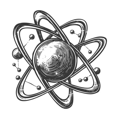 Símbolo Del átomo Con El Antiguo Estilo De Grabado Vector Premium