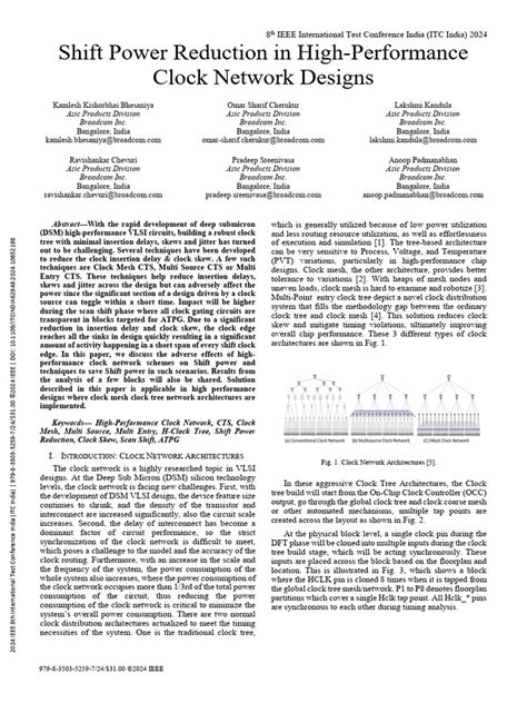 Shift Power Reduction In High Performance Clock Network Designs Pdf Digital Electronics