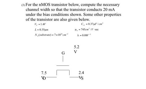 Solved For The NMOS Transistor Below Compute The Chegg Com