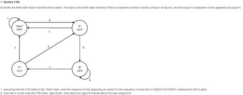 Solved 1 Mystery Fsm Consider The Finite State Moore