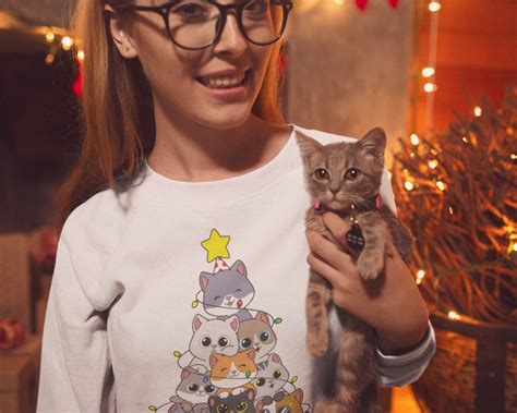 Funny Cat Christmas Tree Svg Layered Cut File Cricut Etsy