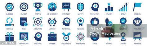 성공 아이콘은 플랫 이중톤 솔리드 아이콘 웹 디자인으로 설정됩니다 목표 트로피 성취 전략 동기 부여 승자 성장 임무 정확한 승리 등이 있는 팩 픽토그램 벡터 일러스트 레이