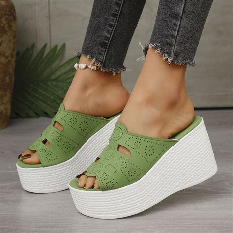 Nmnitkp Platform Sandals For Women Comfort Black Open Toe Slip On