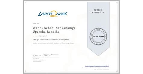 Completion Certificate For Devops And Build Automation With Python Upeksha Wanniarachchi