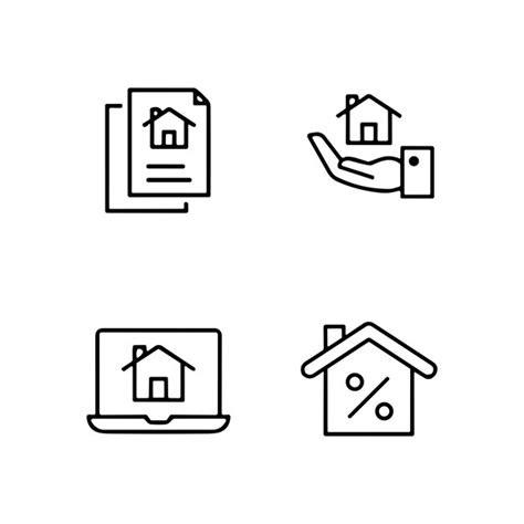 Premium Vector Real Estate Set Of Web Icons In Line Style Realty