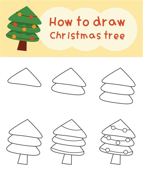 How To Draw Christmas Tree Cartoon Easy Drawing For Learning Play