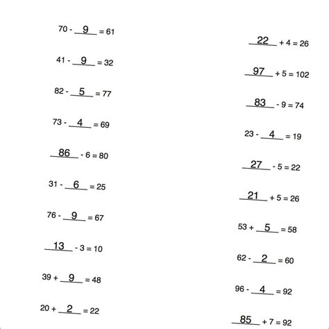 Math Equations Addition And Subtraction