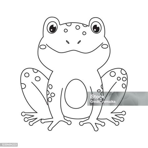 색칠 공부를위한 개구리 아이 색칠 하기 페이지를 위한 라인 아트 디자인 개구리에 대한 스톡 벡터 아트 및 기타 이미지 개구리 컬러링 북 페이지 일러스트레이션 기법