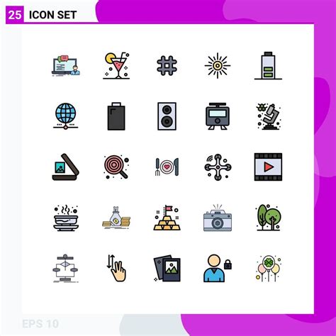 Universal Icon Symbols Group Of 25 Modern Filled Line Flat Colors Of Brightness Light Drink Sun