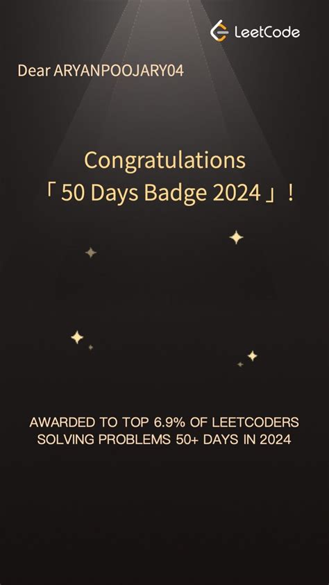 aryan poojary on linkedin leetcode coding problemsolving algorithms milestone learningjourney