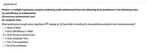 Solved Perform A Multiple Regression Analysis Predicting Chegg