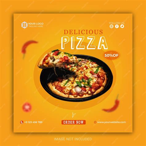 벡터 고급 특별 맛있는 피자 음식 메뉴 소셜 미디어 배너 템플릿 프리미엄 벡터