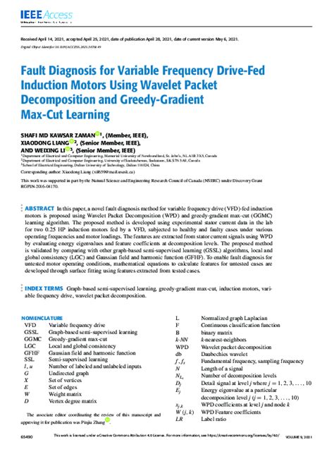 Pdf Fault Diagnosis For Variable Frequency Drive Fed Induction Motors Using Wavelet Packet