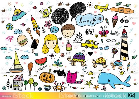 어린이를위한 귀여운 낙서의 벡터 일러스트 장식을위한 귀여운 낙서의 손으로 그린 세트 재미 낙서 손으로 그린 여름 아이의 삶에서 개체의 낙서 세트 크리스마스 개체 그룹에 대한
