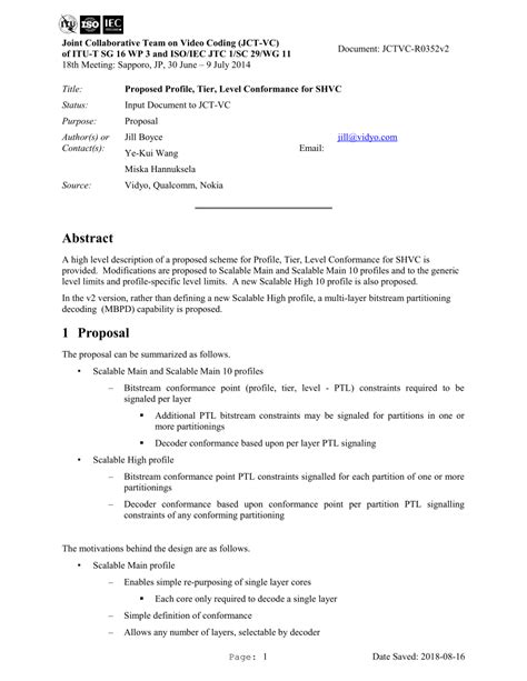 PDF JCTVC R Proposed Profile Tier Level Conformance For SHVC