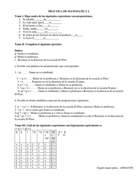 Practica De Matematicas 01 Ejercicios De Matemáticas Docsity