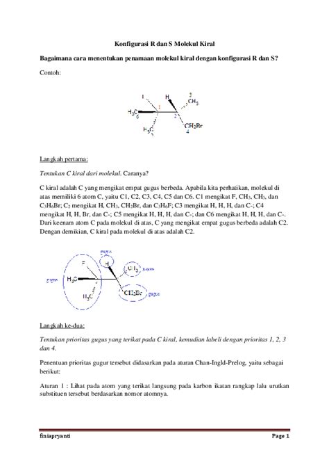 Pdf Konfigurasi R Dan S Molekul Kiral