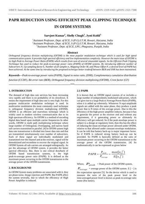 pdf papr reduction using efficient peak clipping …