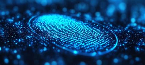 Blue Glowing Fingerprint On Circuit Board Biometric Security And Data Privacy Concept Stock