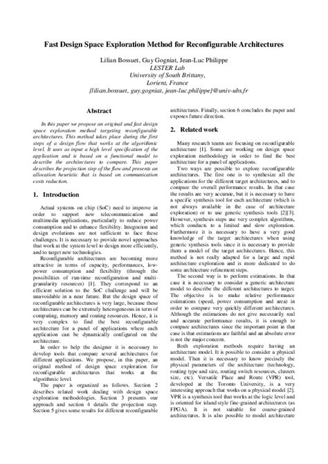 pdf efficient design space exploration for reconfigurable architectures