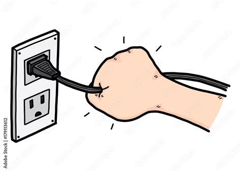 Unplugging Hand Cartoon Vector And Illustration Hand Drawn Style