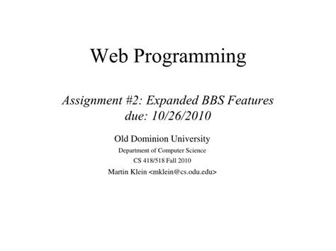 ppt web programming assignment 2 expanded bbs features due 10 26 2010 powerpoint