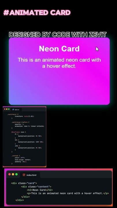 animated card hovering effect using html css javascript coding shorts youtube