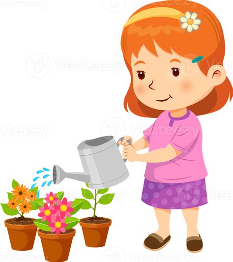 Watering Plants Clip Art Gardener Watering Plants Illustration Vector