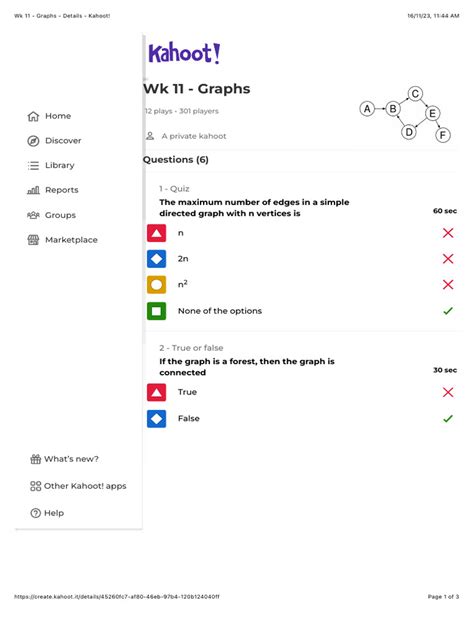 Wk 11 Graphs Details Kahoot Pdf Graph Theory Computational Problems
