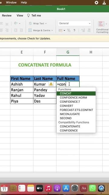 Excel Trick Concatenate Formula Excel Youtubeshorts Exceltips Newexcel Exceltricks Msexcel