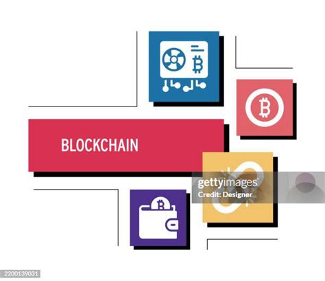 Blockchain Related Vector Illustration Technology Machine Learning