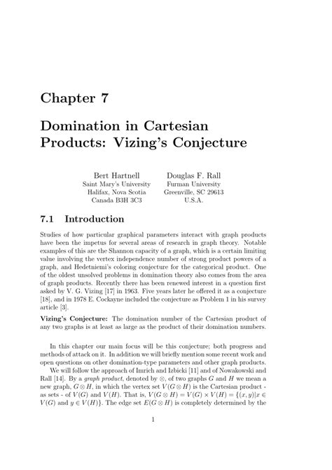 Pdf Domination In Cartesian Products Vizings Conjecture