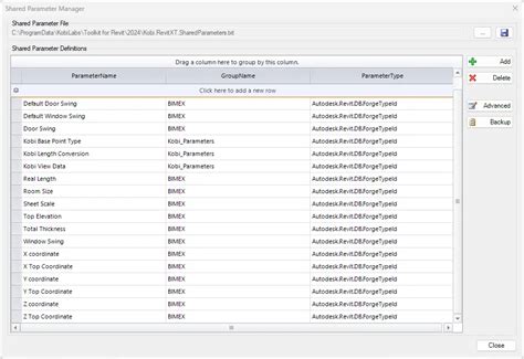 Revit Parameter Administration Kit Panel Shared Parameter Manager Kobilabs