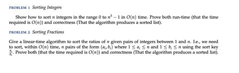 solved problem 1 sorting integers show how to sort n